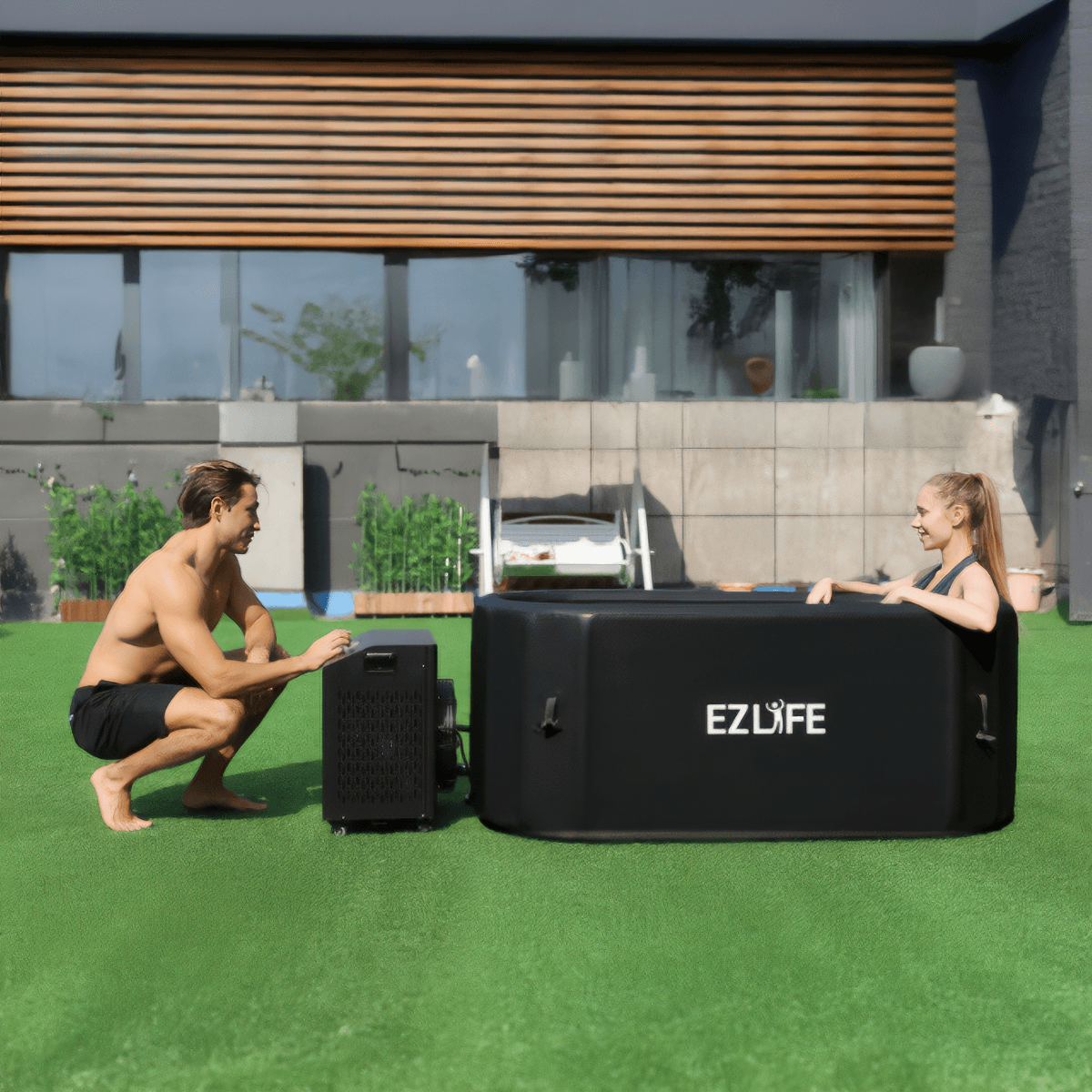 EZLIFE Oval Inflatable Cold Plunge w/ 1HP Chiller - MakeLifeEasy – Make Life Easy